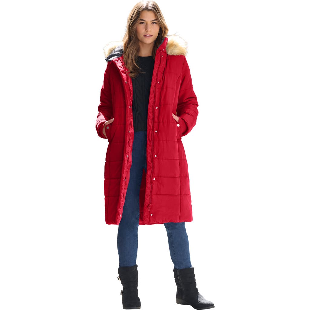 ROAMAN'S Roaman's Quilted Puffer Coat with Detachable Faux Fur Hood